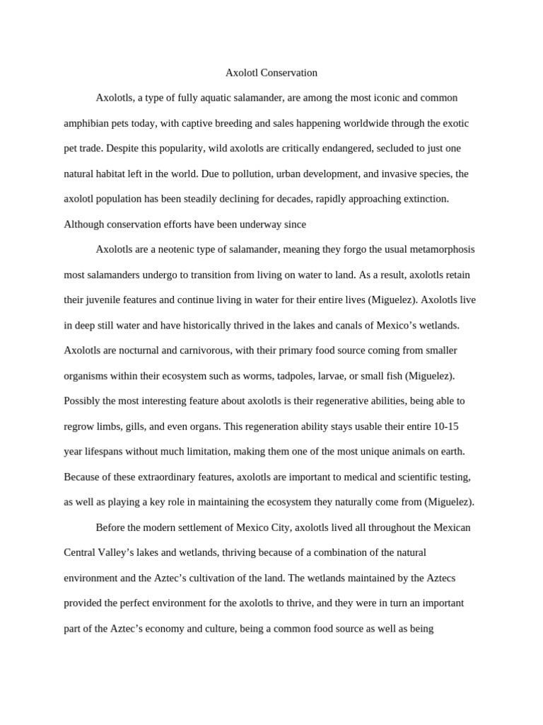 Axolotl Conservation | PDF | Natural Environment | Ecology
