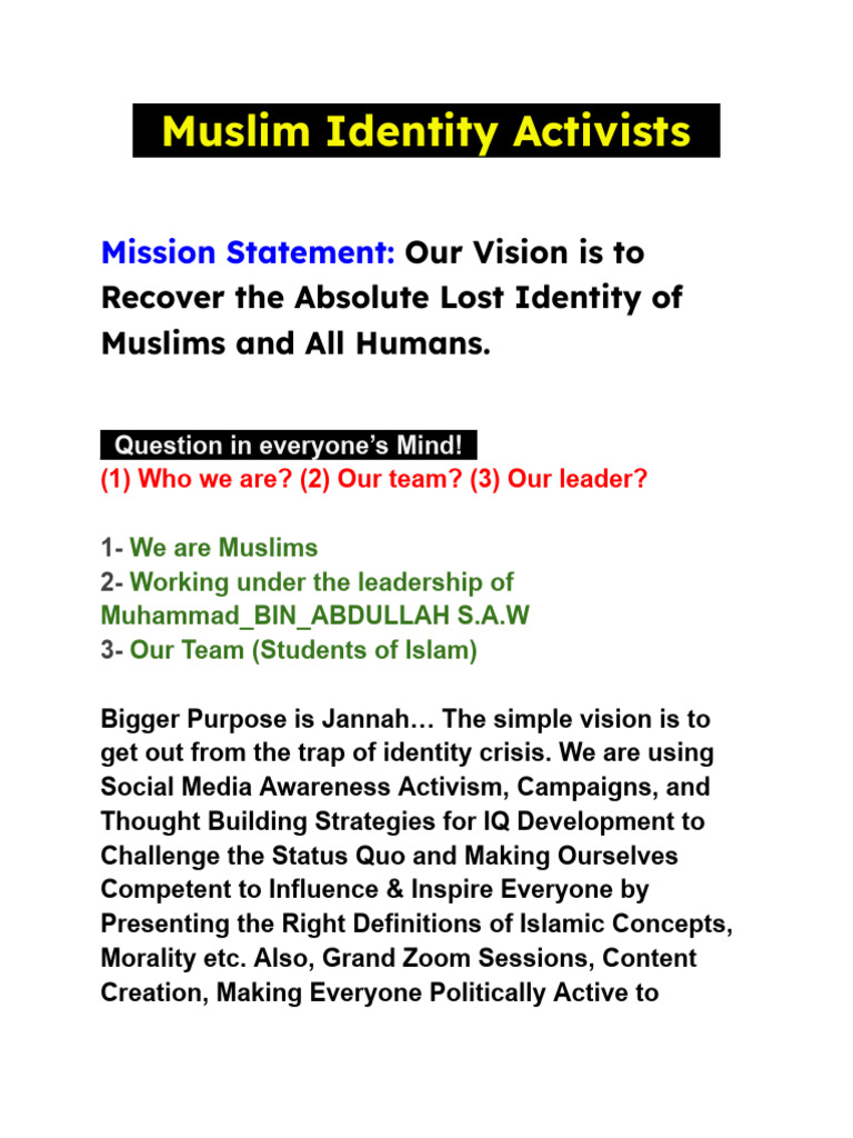 Muslim Identity Activism for Unity | PDF | Quran | Islam