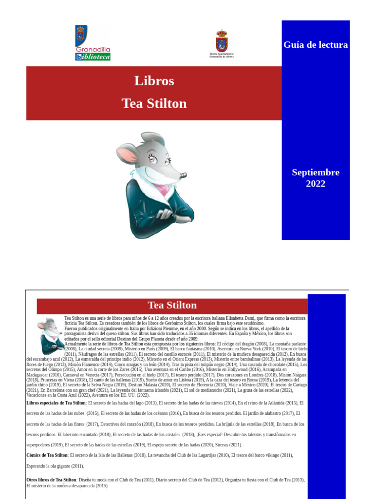 Libros de Tea Stilton: Guía 2022 | PDF