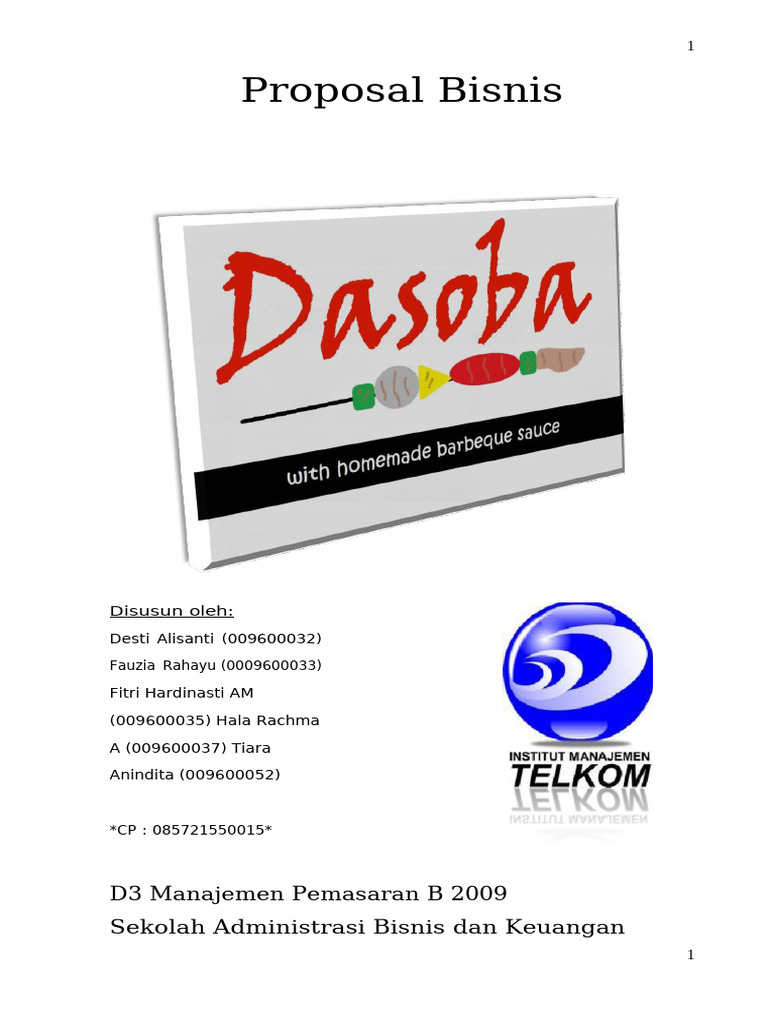 Proposal Bisnis Kuliner DASOBA | PDF