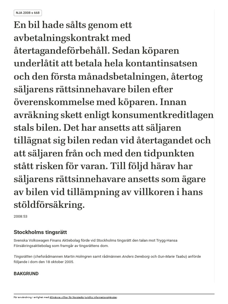 Nja 2008 S 668 | PDF