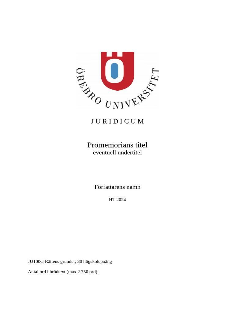 Mall-Försättsblad Promemoria JU100G | PDF