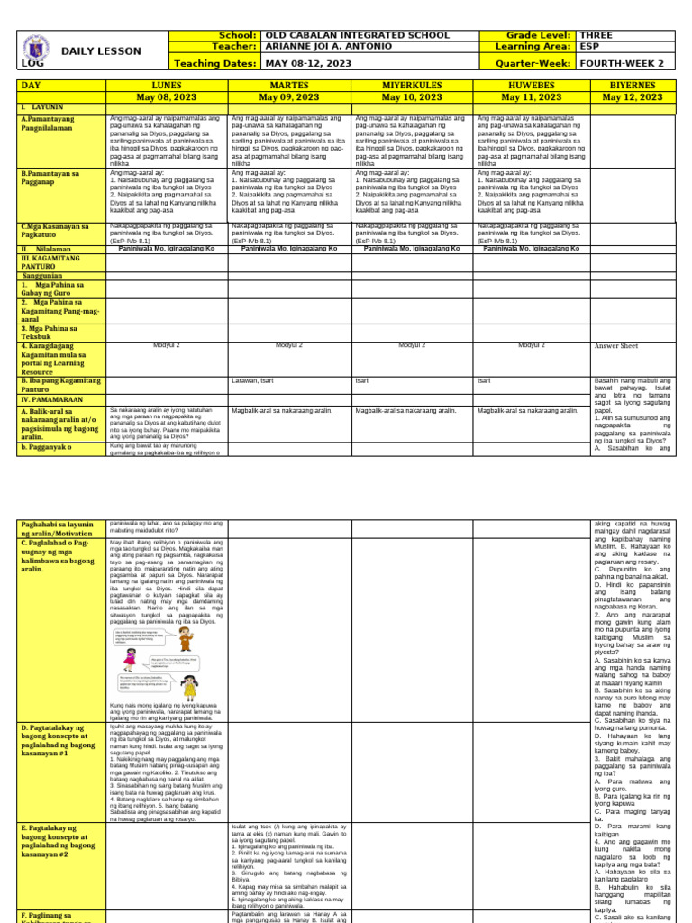 DLL Quarter 4 - Esp Week 2 | PDF
