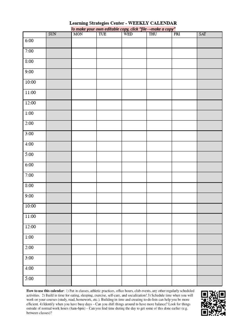 Weekly Calendar | PDF