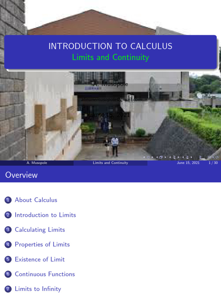 Cal 123-Limits and Continuity | PDF | Limit (Mathematics) | Calculus