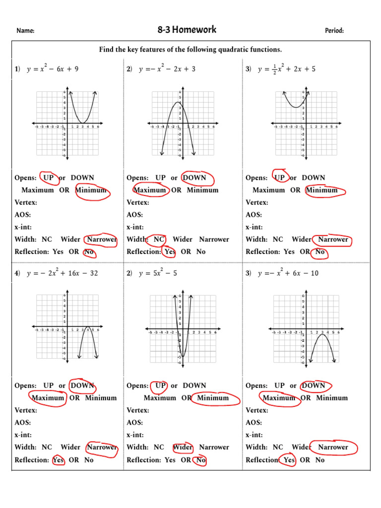 Standard Form Quadratics HW Complete | PDF | Mathematical Concepts ...