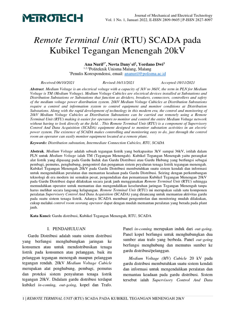 Remote Terminal Unit Rtu Scada Pada Kubi b6c5dc50 | PDF