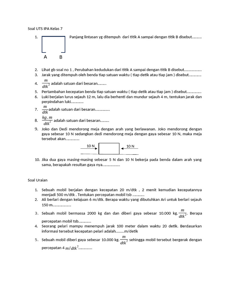 Soal UTS IPA Kelas 7 Februari 2025 | PDF