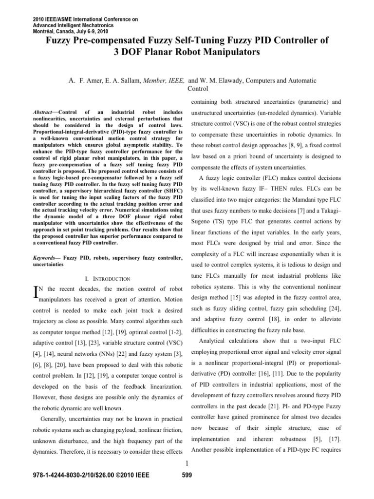 [30]. fuzzy Pre-compensated fuzzy self tuning fuzzy pid controller of 3 dof | PDF | Control ...