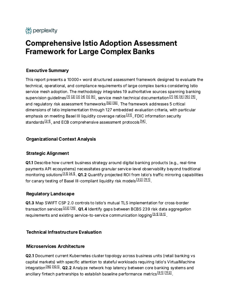 Comprehensive Istio Adoption Assessment Framework | PDF | Basel Iii ...