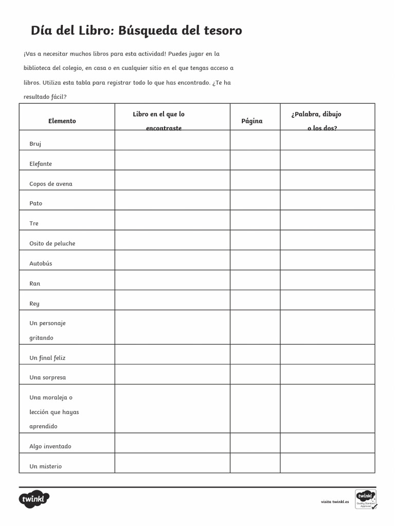 Búsqueda del Tesoro Literaria Infantil | PDF