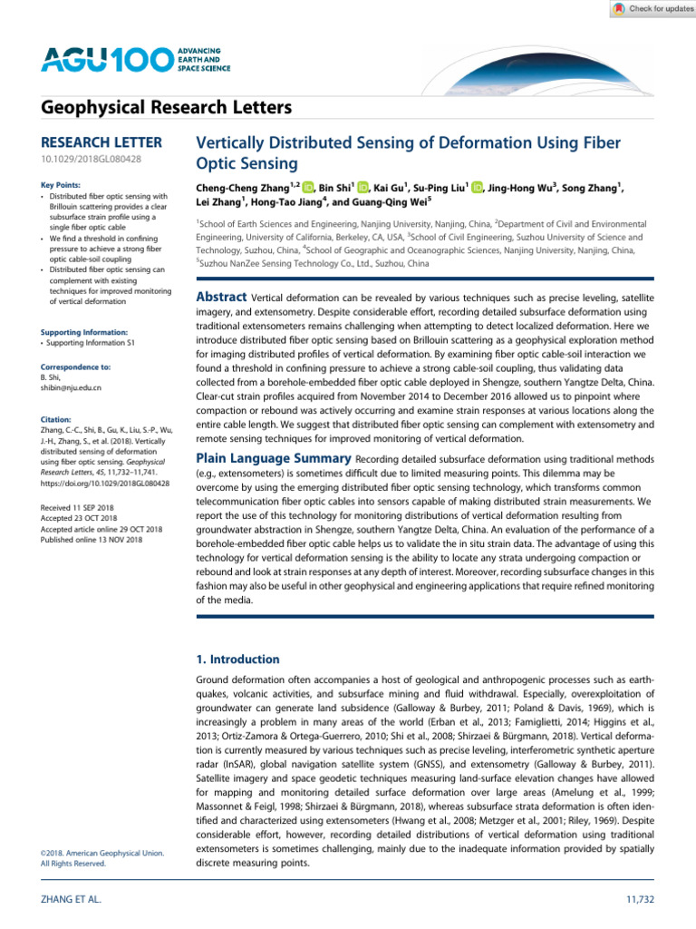 Fiber Optic Sensing for Vertical Deformation | PDF | Optical Fiber ...