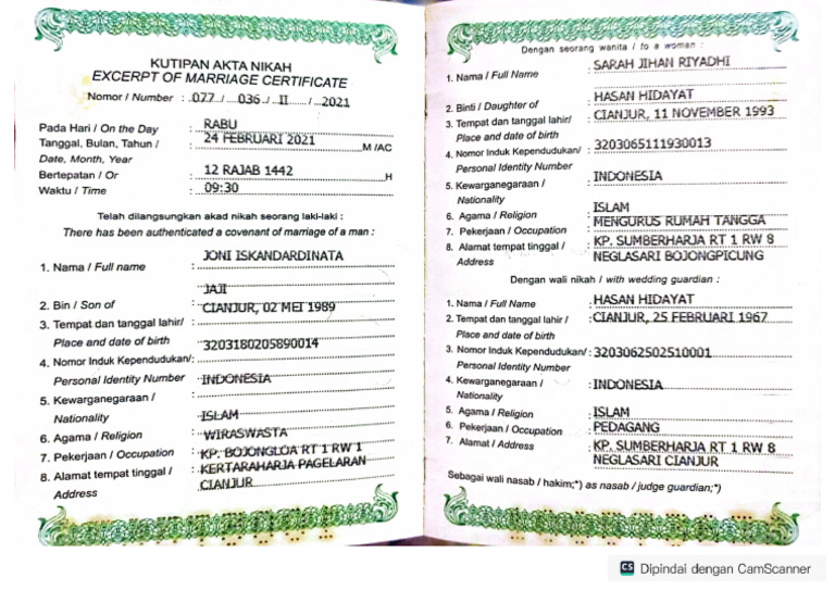 Buku Nikah Joni | PDF