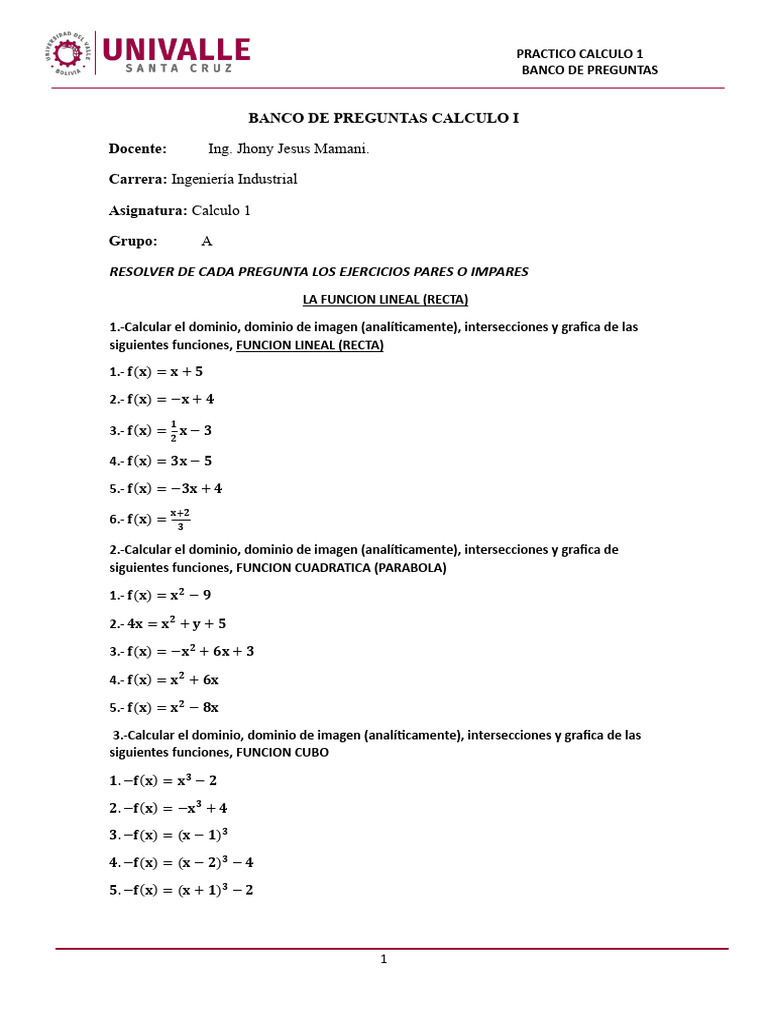 Practico 1 Funciones | PDF | Función (Matemáticas) | Análisis matemático