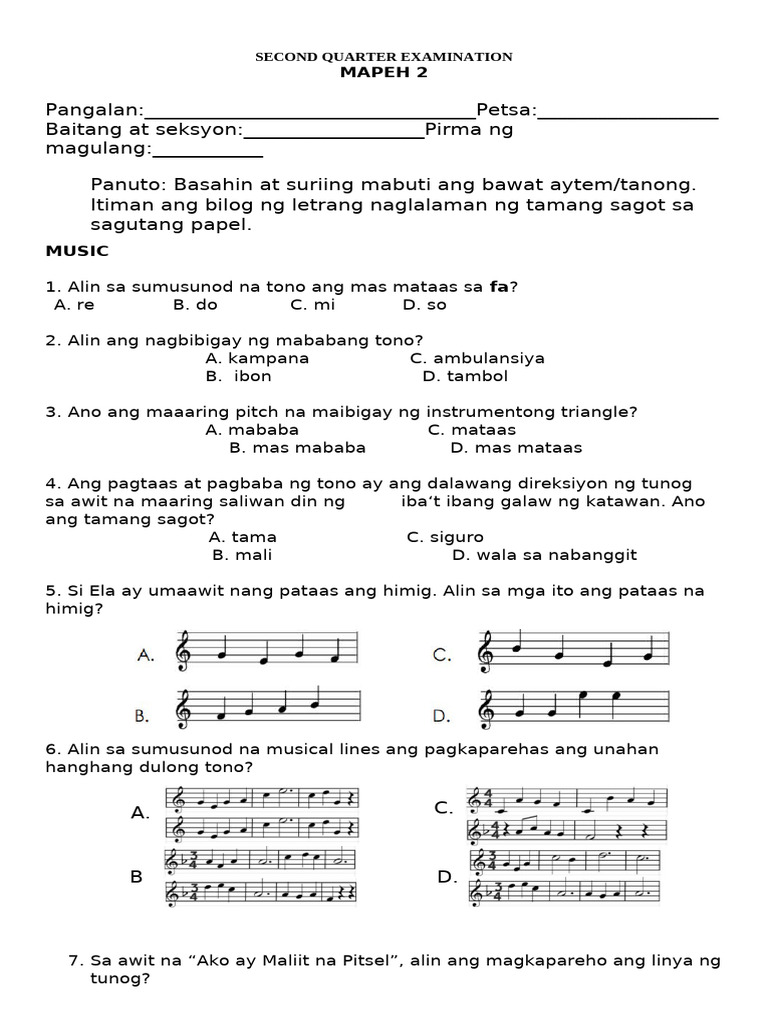 Q2 - 2ND Periodical Test - Mapeh (Grade 2) | PDF