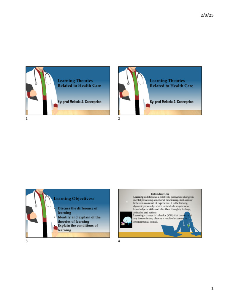 WEEK 2 Learning Theories in Healthcare 2 | PDF | Behaviorism ...