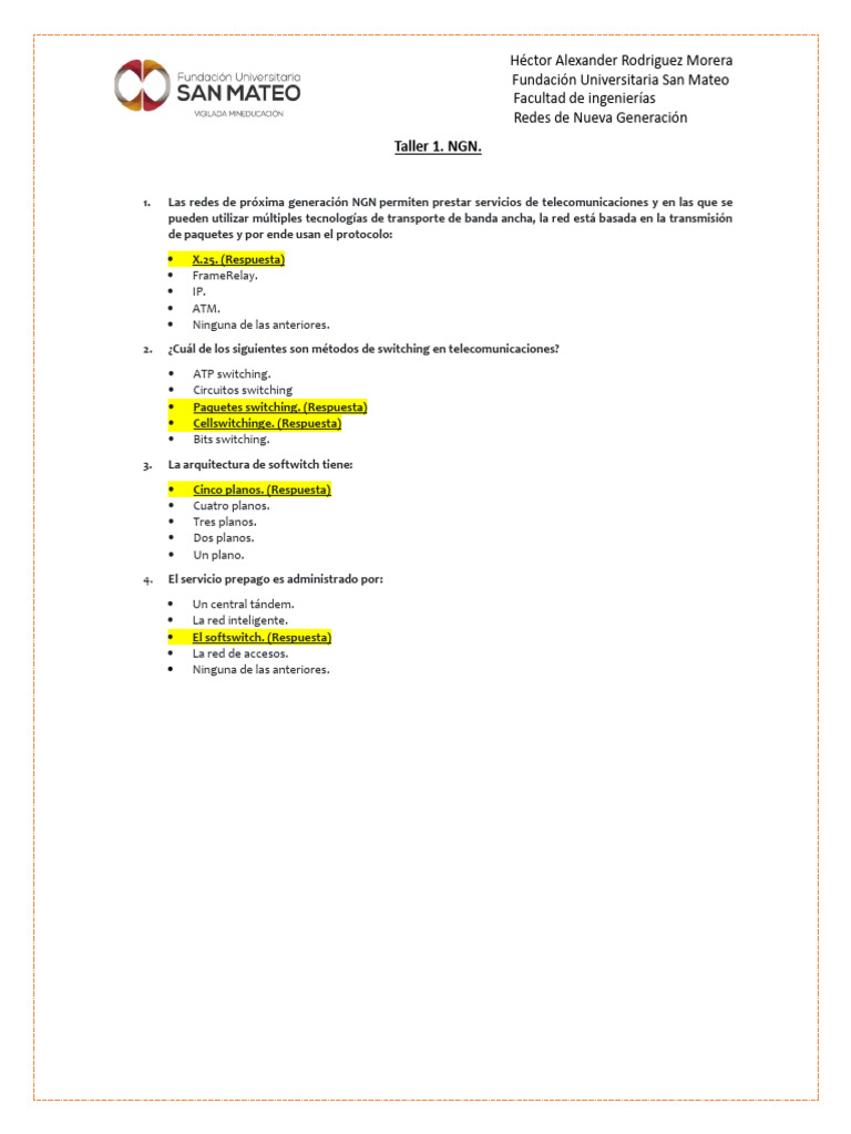 Taller 1 Redes de Nueva Generación | PDF