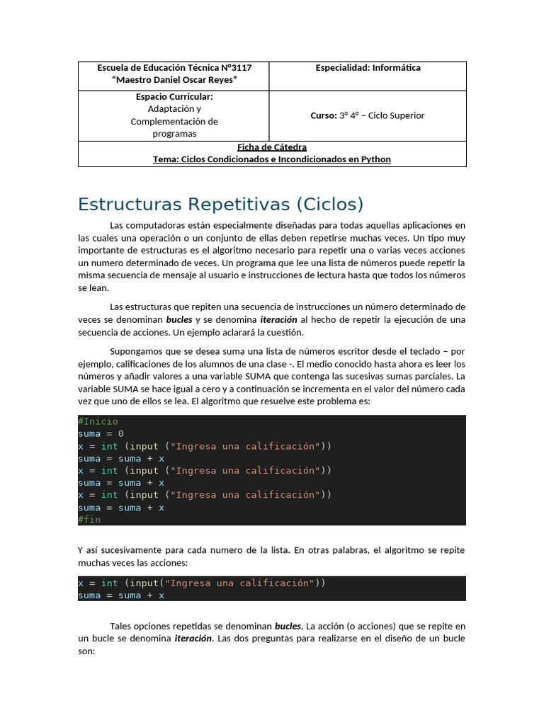 Ciclos en Python (1) | PDF | Python (lenguaje de programación ...