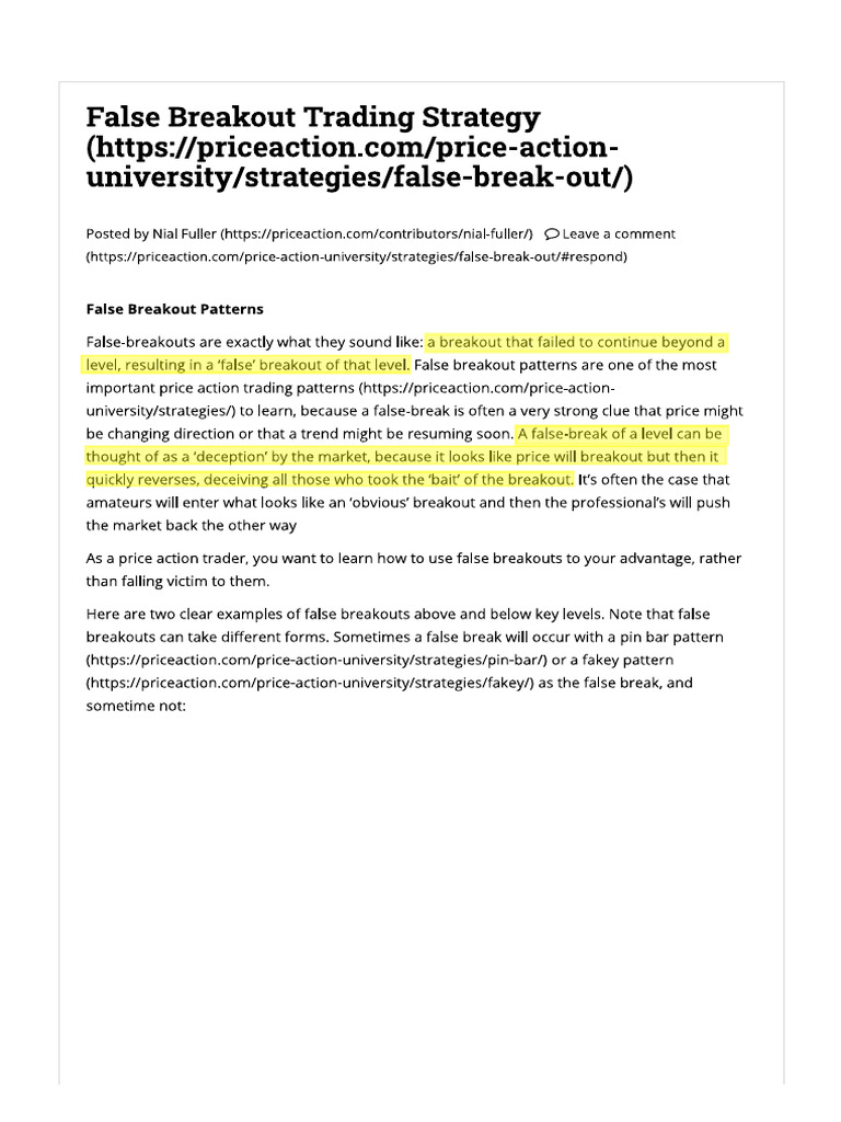 False Breakout Pattern | PDF