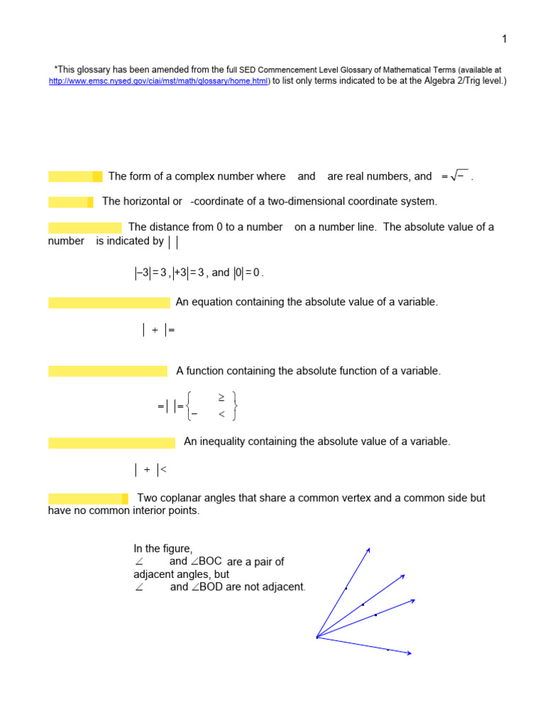 Algebra 2 Glossary of Terms | PDF | Trigonometric Functions | Rational ...