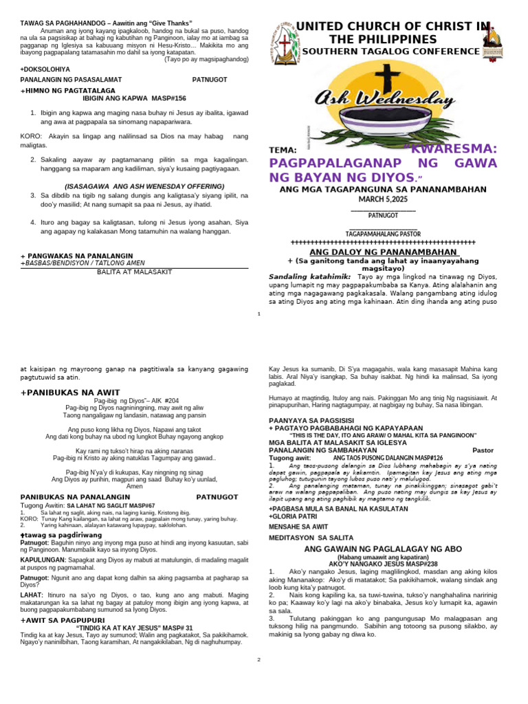 Ash Wednesday Liturgy 2025 - 115115 | PDF