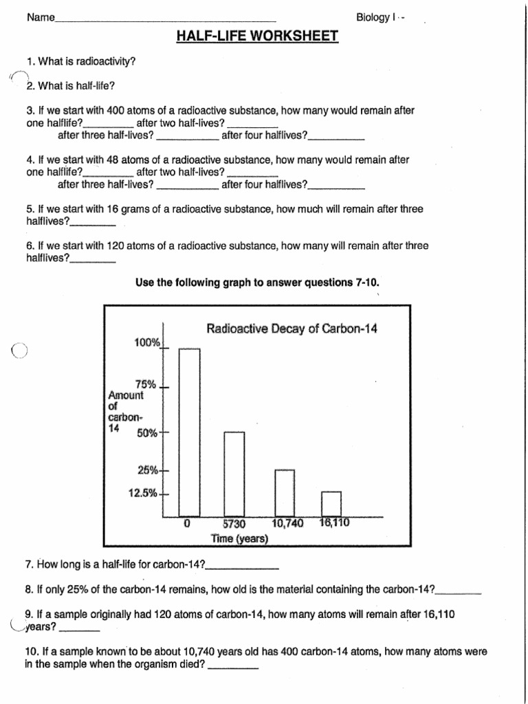 Half - Life Worksheet | PDF