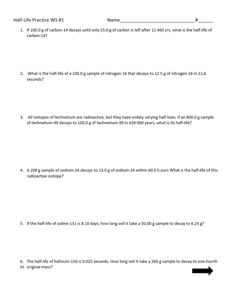 Half-LIfe Practice #1 | PDF