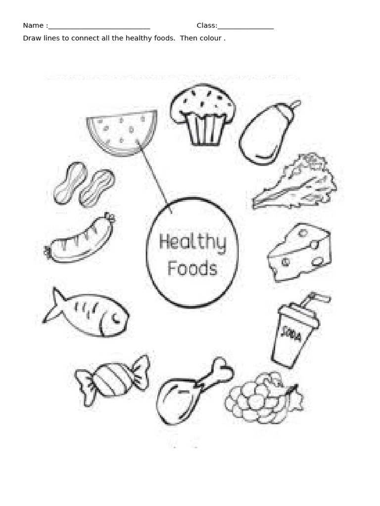 Healthy Foods Coloring Activity | PDF
