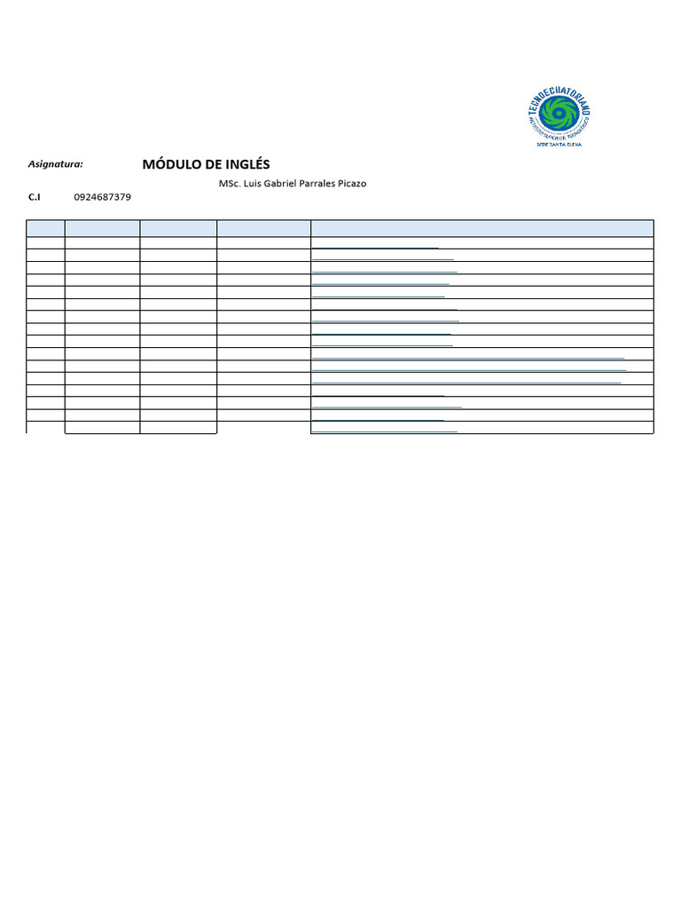 Registro de Grabaciones Módulo Ingles | PDF