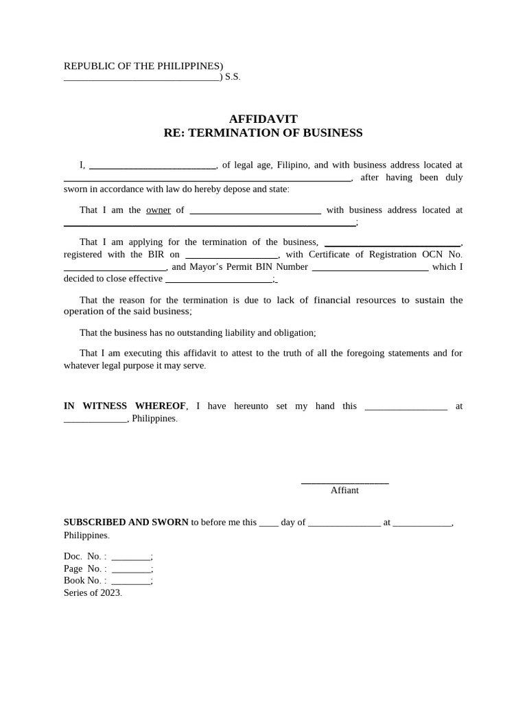 Affidavit of Termination | PDF
