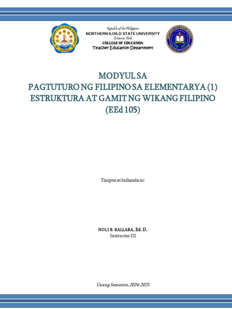 Module Sa Pagtuturo NG Filipino Sa Elementarya 2024 2025 | PDF