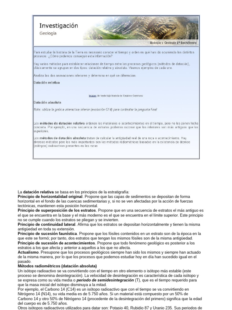 Métodos de Datación Geológica: Relativa y Absoluta | PDF | Estrato ...