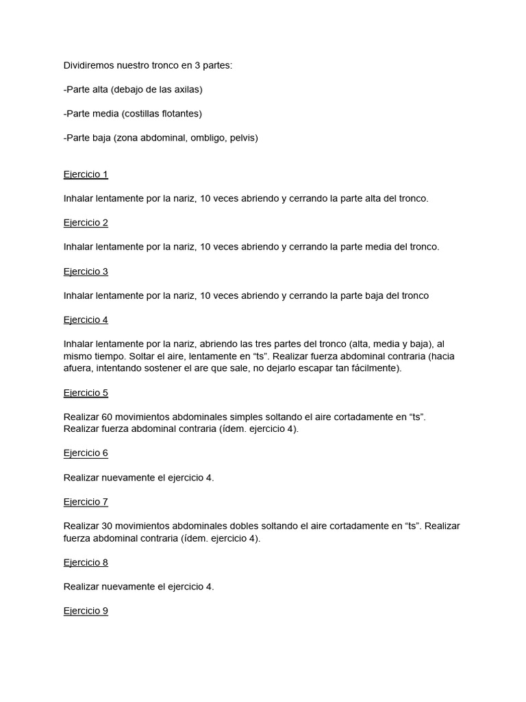 Ejercicios de respiración | PDF