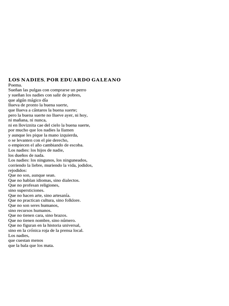 Los Nadies Eduardo Galeano | PDF