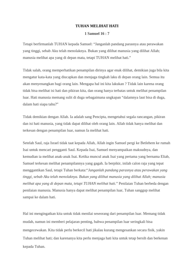 Tuhan Melihat Hati | PDF