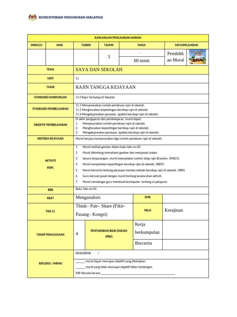 RPH P.moral Tahun 3 V2 Unit 11 26 | PDF