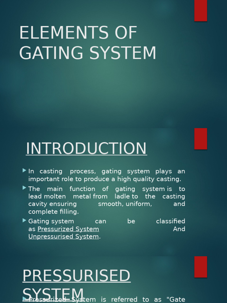 Lecture-5 Elements of Gating System | PDF | Materials | Metallurgy