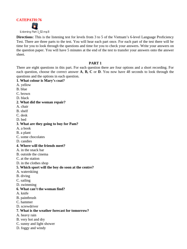 Listening Part 1 - de 2 - Revised | PDF