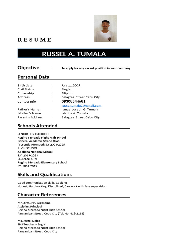 Tumalasi Resume | PDF
