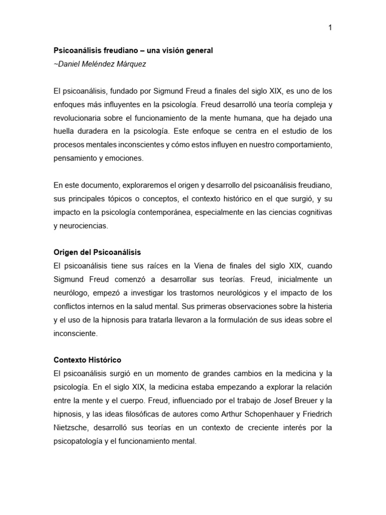 Psicoanalisis-freudiano-una-vision-general | PDF | Psicoanálisis | Mente inconsciente