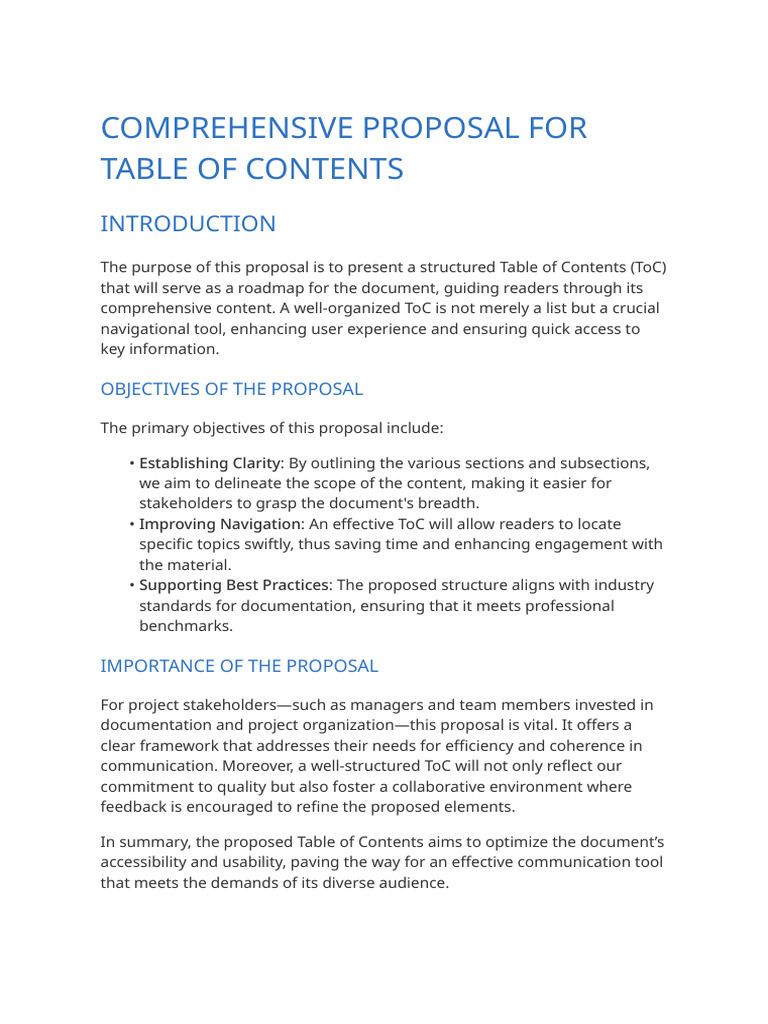 Comprehensive Proposal For Table of Contents | PDF | Usability | Human Communication
