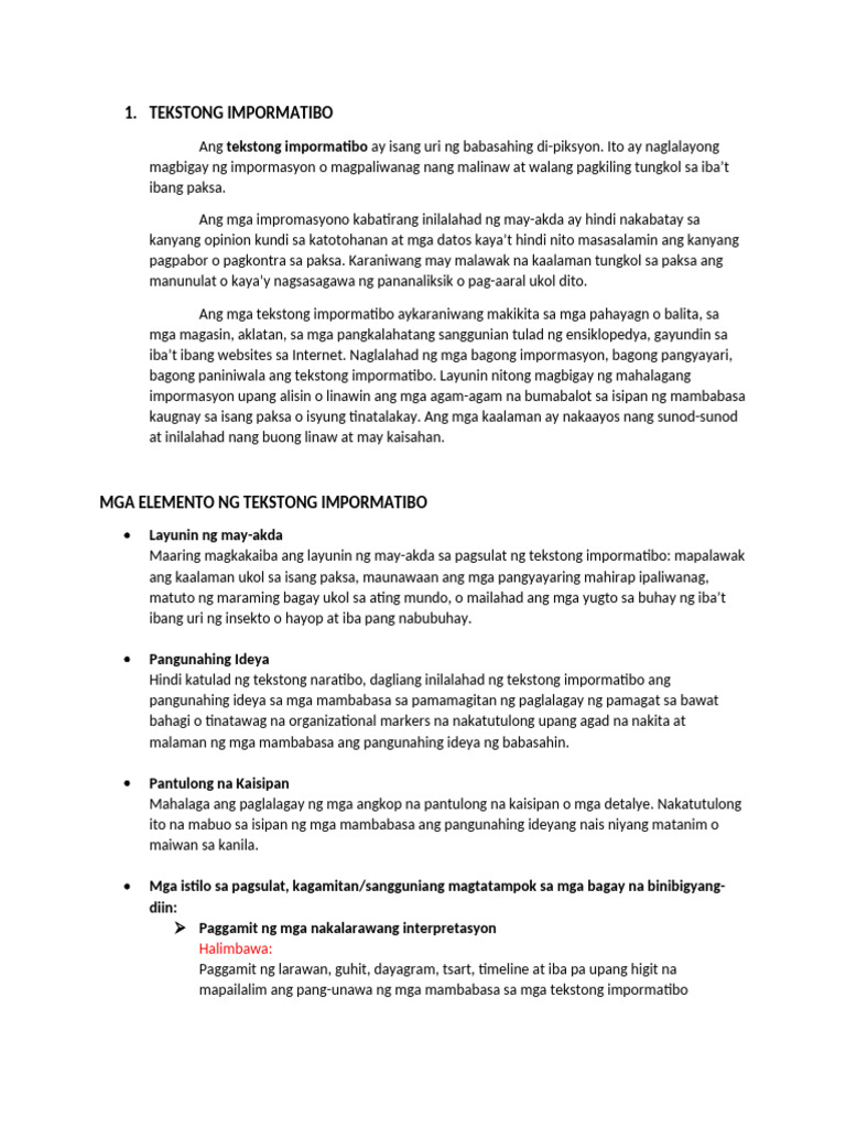 Tekstong Impormatibo | PDF