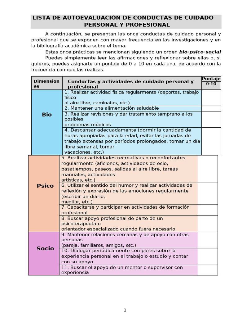Acciones de Autocuidado Efectivas | PDF | Conceptos psicologicos ...