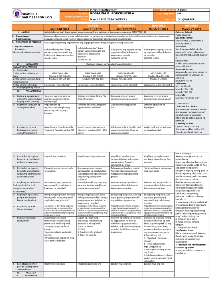 DLL-All-SUBJECTS-G2-Q3-WEEK8-with-catch-up-friday | PDF