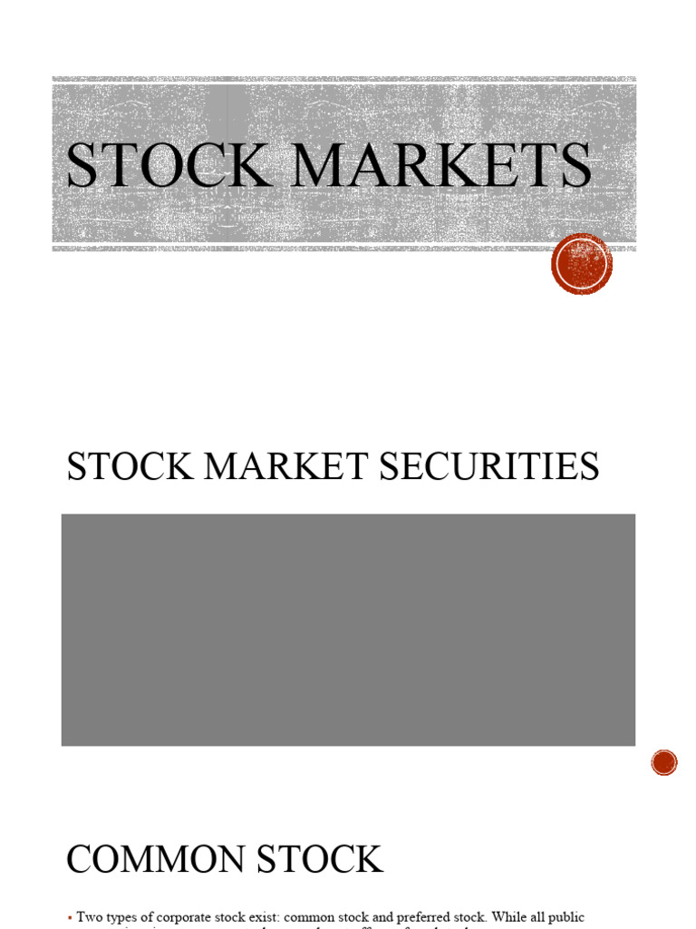 FINN11B - 07. Stock Markets | PDF | Stocks | Securities (Finance)