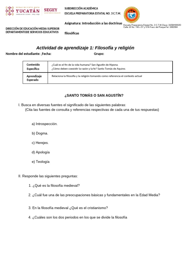 Ada 1 - Bloque 2 - Filosofia Medieval | PDF | Agustín De Hipopótamo | Tomás de Aquino