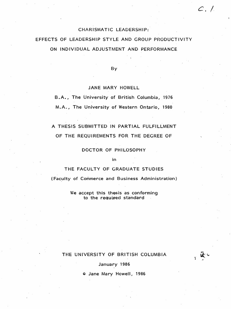 Ubc - 1986 - A1 H69 | PDF | Leadership | Thesis