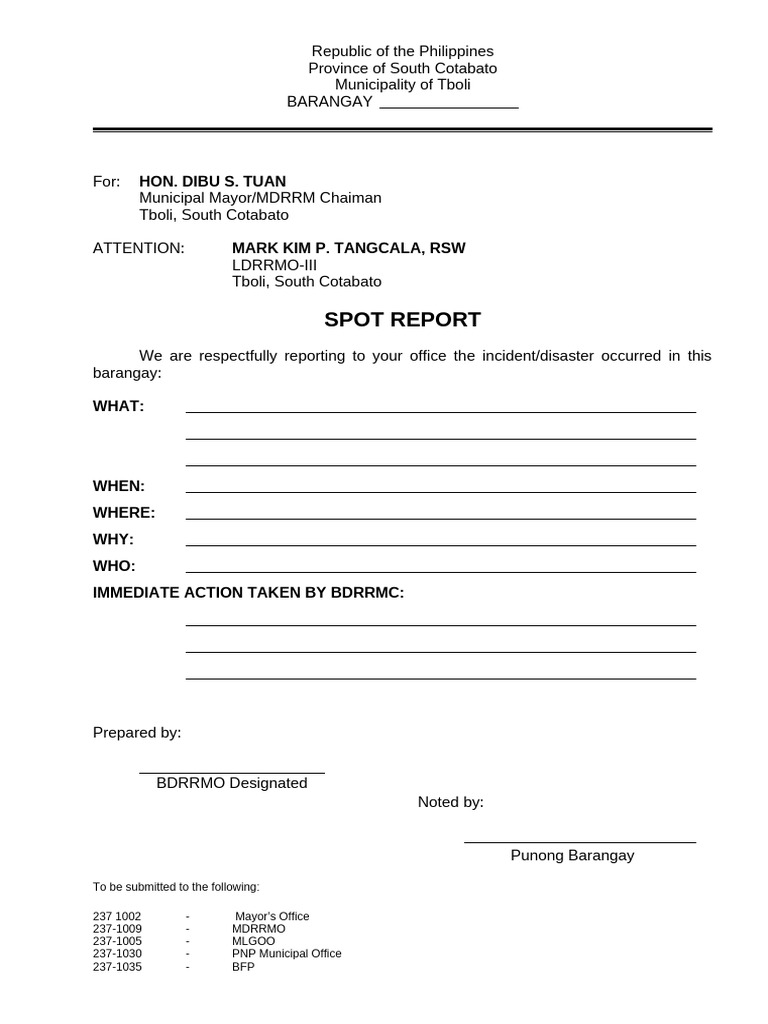 Spot Report Format | PDF