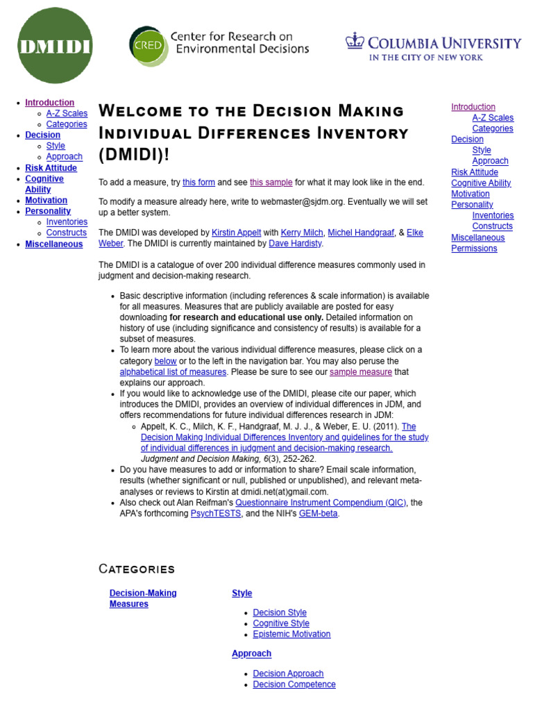 Decision Making Individual Differences Inventory - Home | PDF ...