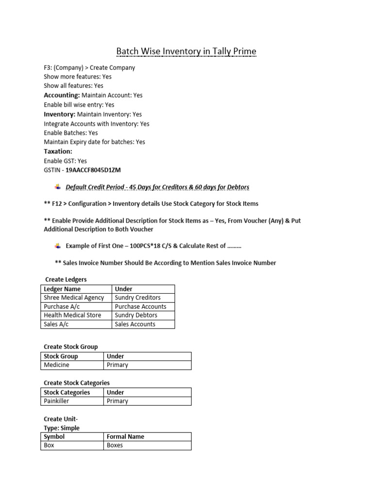 Batch Wise Inventory in Tally Prime | PDF | Invoice | Inventory